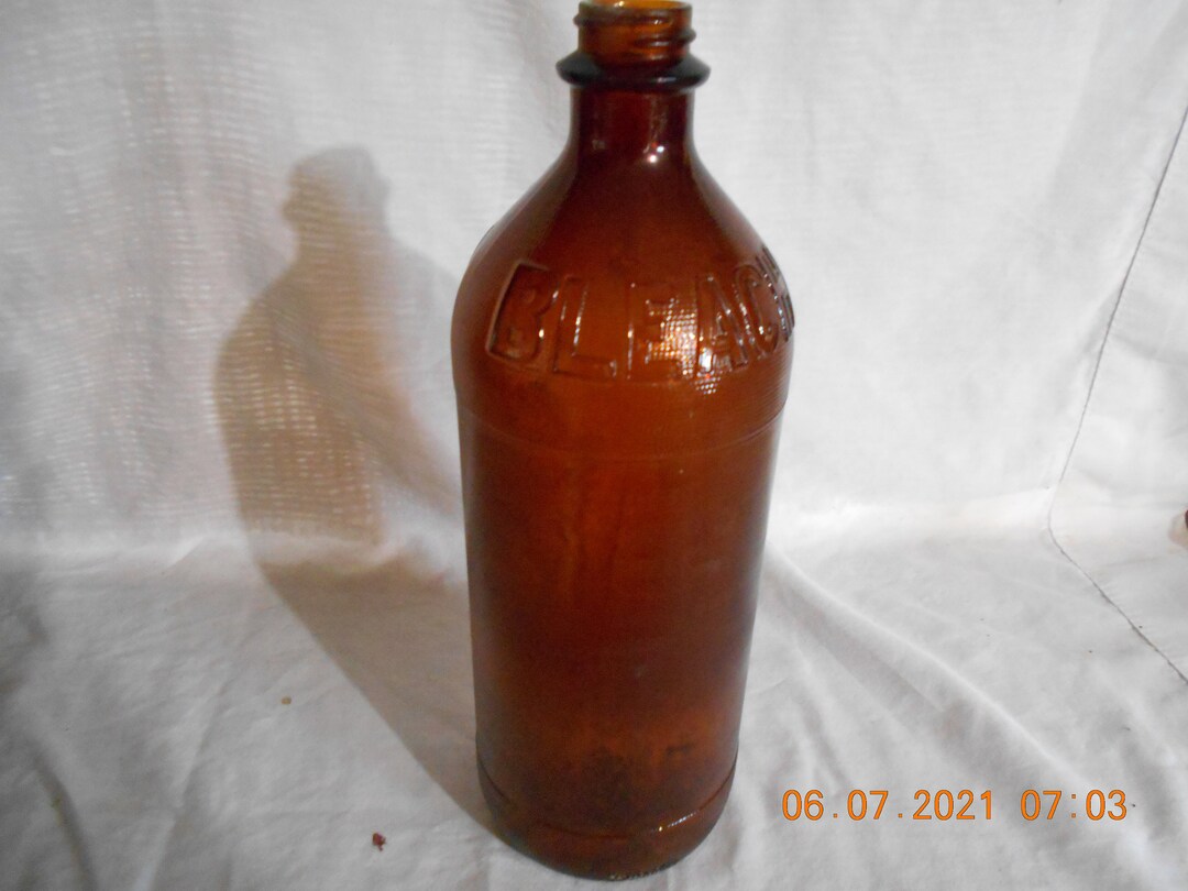 Unbranded Amber Bleach Bottle - 1950's (REDUCED) - Etsy