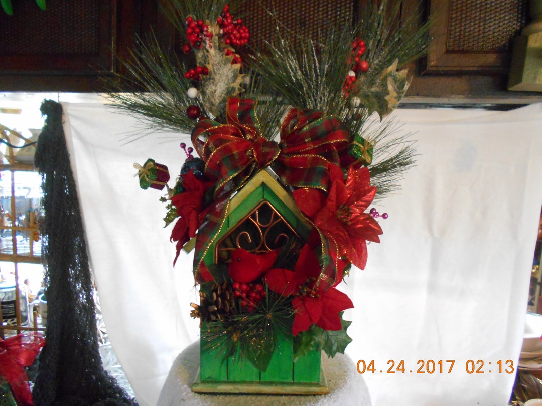 Christmas Bird House Arrangement - Handmade - Etsy