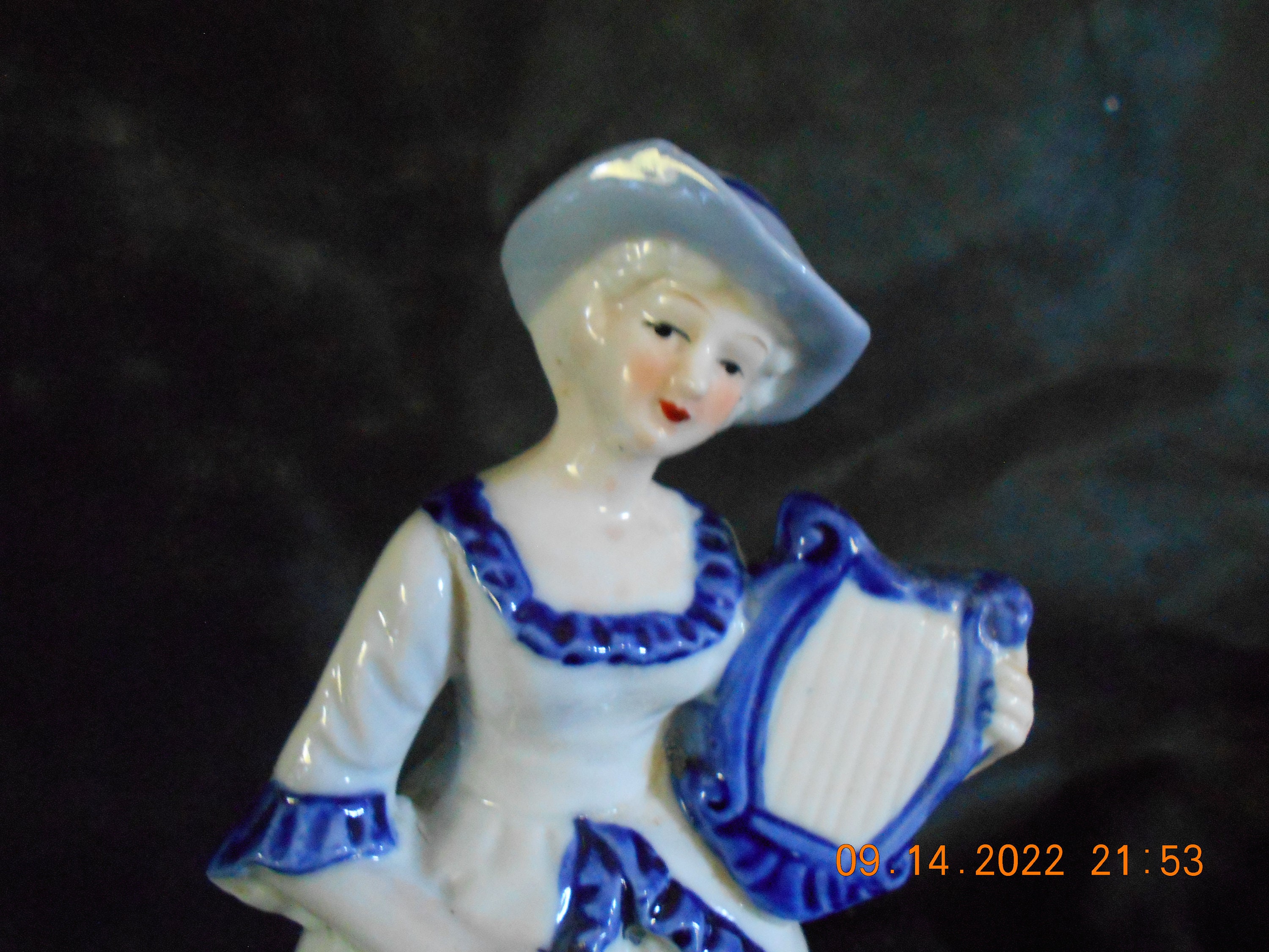 Delft Victorian Lady Holding Harp - Etsy