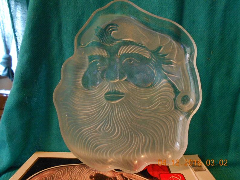 Celebrations Crystal Frosted Santa Plate | Etsy