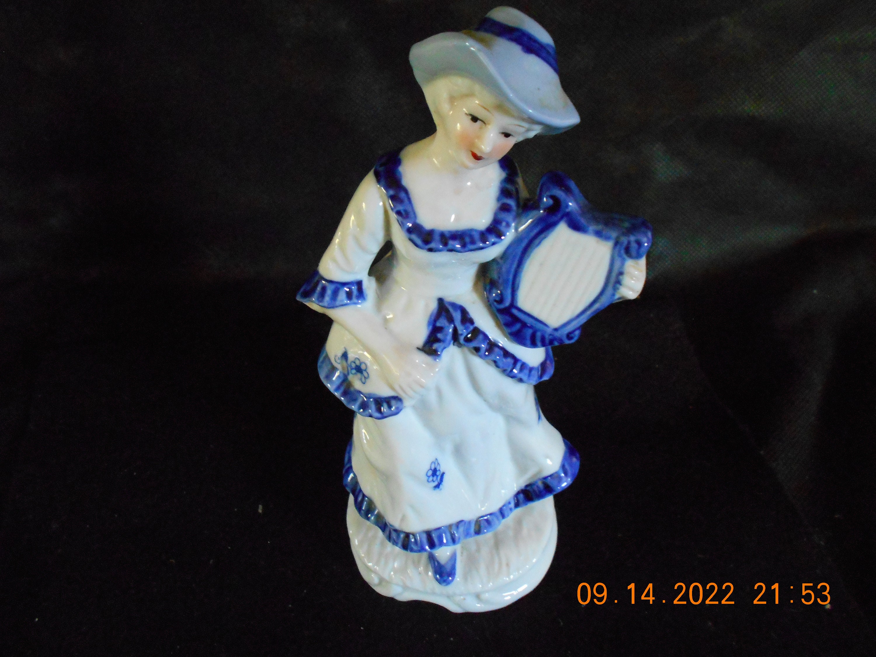 Delft Victorian Lady Holding Harp - Etsy