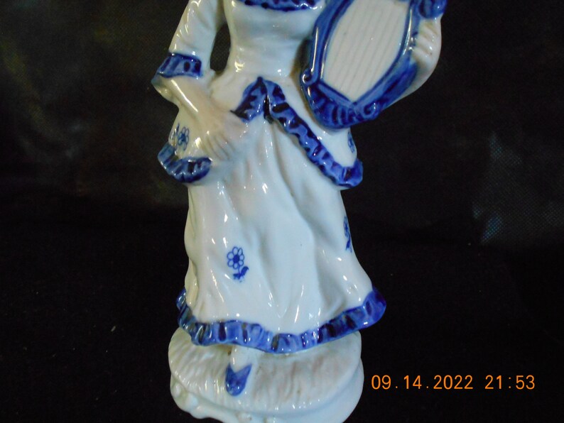 Delft Victorian Lady Holding Harp - Etsy