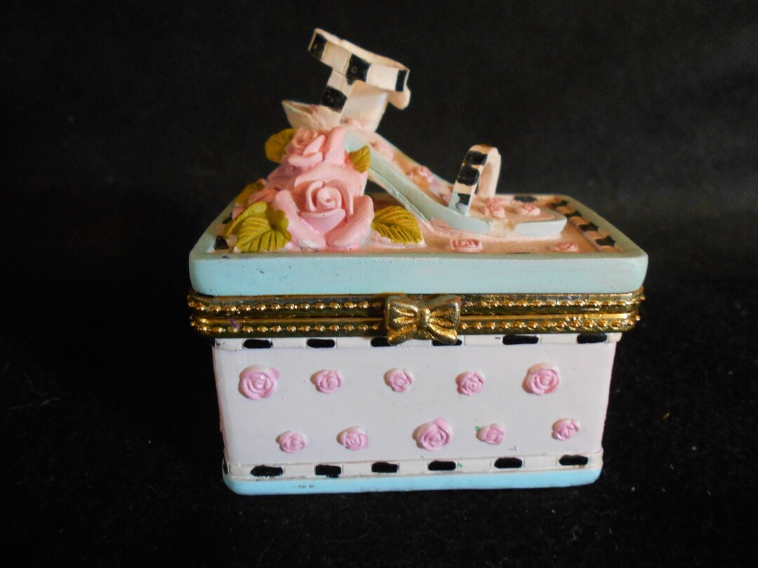 Polystone Hinged Victorian Shoe Trinket Box - Etsy