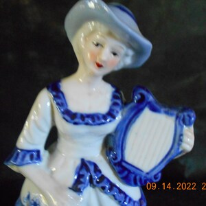 Delft Victorian Lady Holding Harp - Etsy