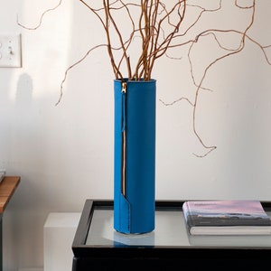 Leather Vase 3rd Year Anniversary Gift Zipper Leather - Etsy