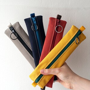 Slim Canvas Pencil Case , Small Colored Pen Pouch , Cotton Canvas ...