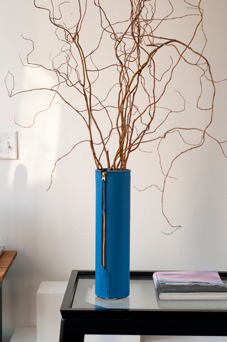 Leather Vase 3rd Year Anniversary Gift Zipper Leather - Etsy