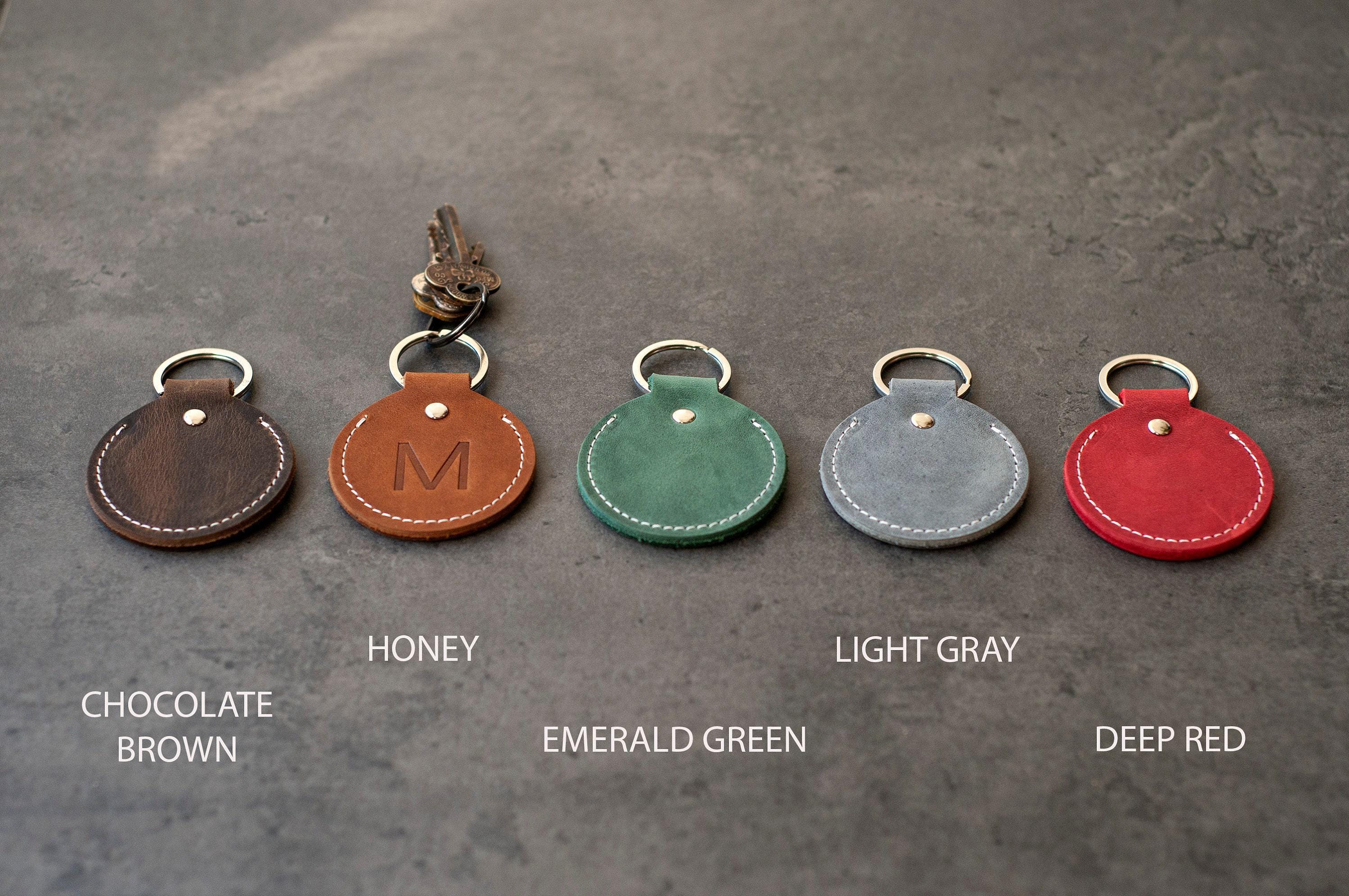 Personalized Leather Key Holder , Round Key Holder , Monogrammed ...