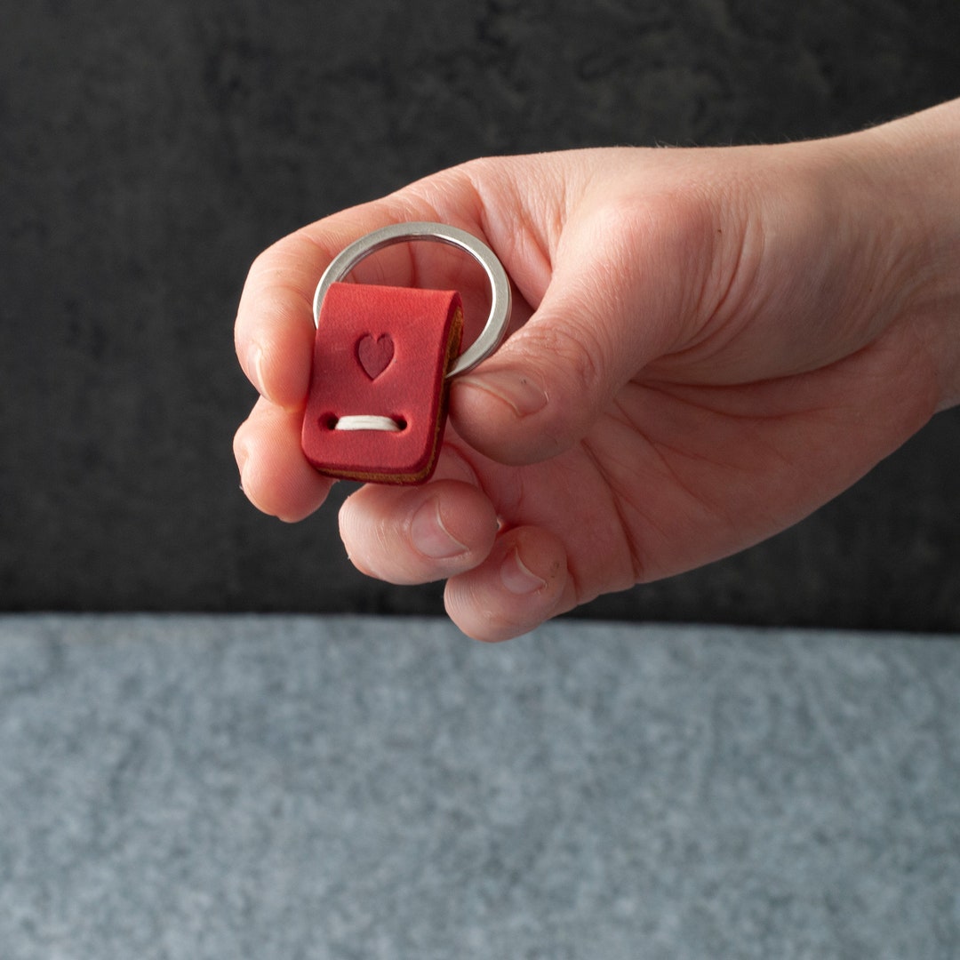 Tiny Personalized Leather Key Holders , Small Minimalist Key Ring , Key ...