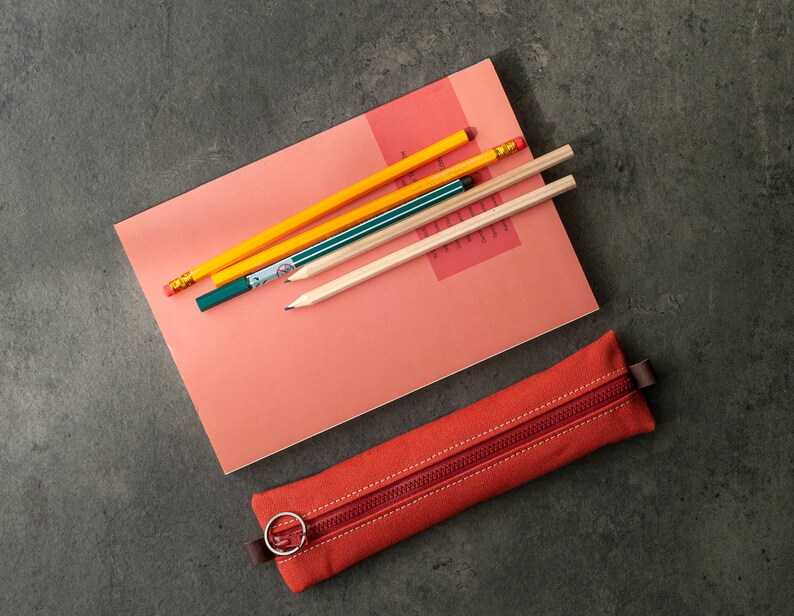 Slim Canvas Pencil Case Small Colored Pen Pouch Cotton - Etsy