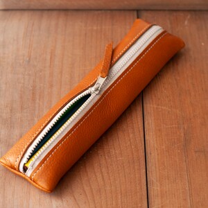 Slim Pencil Case Leather Personalized Small Pen Pouch - Etsy
