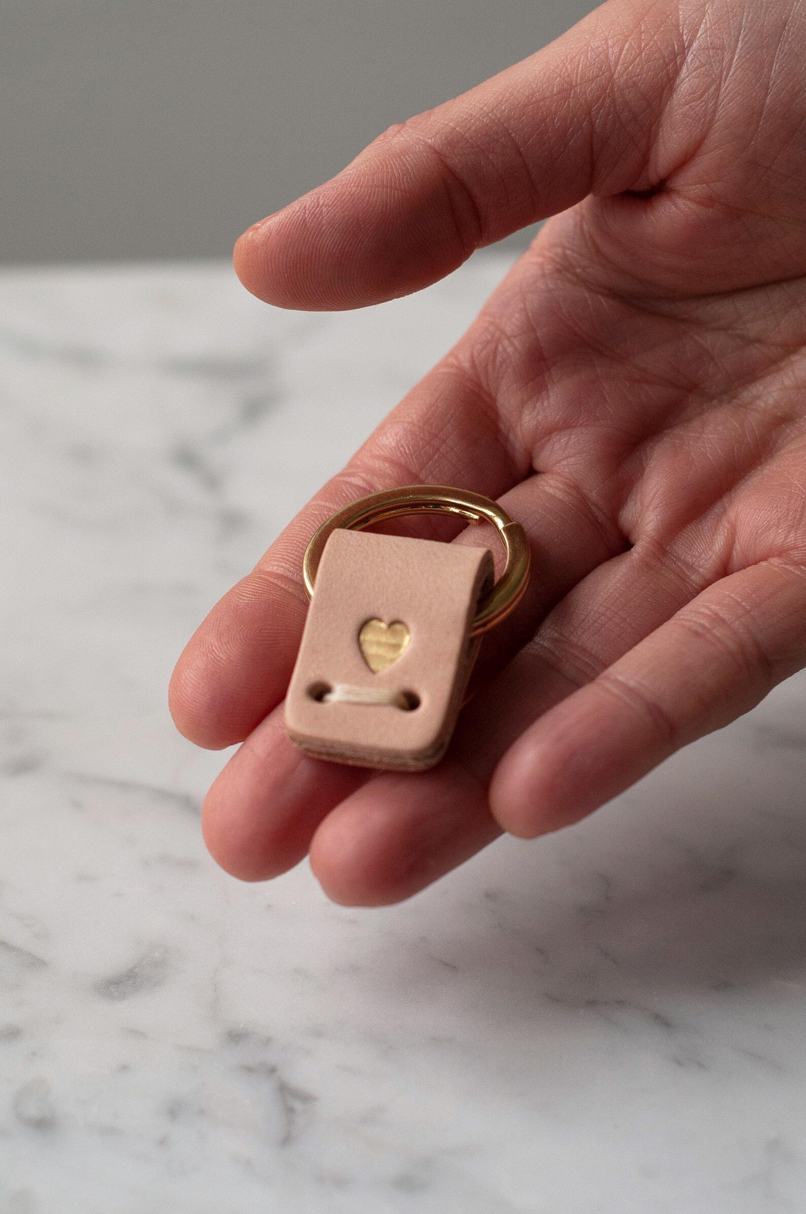 Tiny Leather Key Holder, Minimalist Gold Silver Black Heart , Hand ...