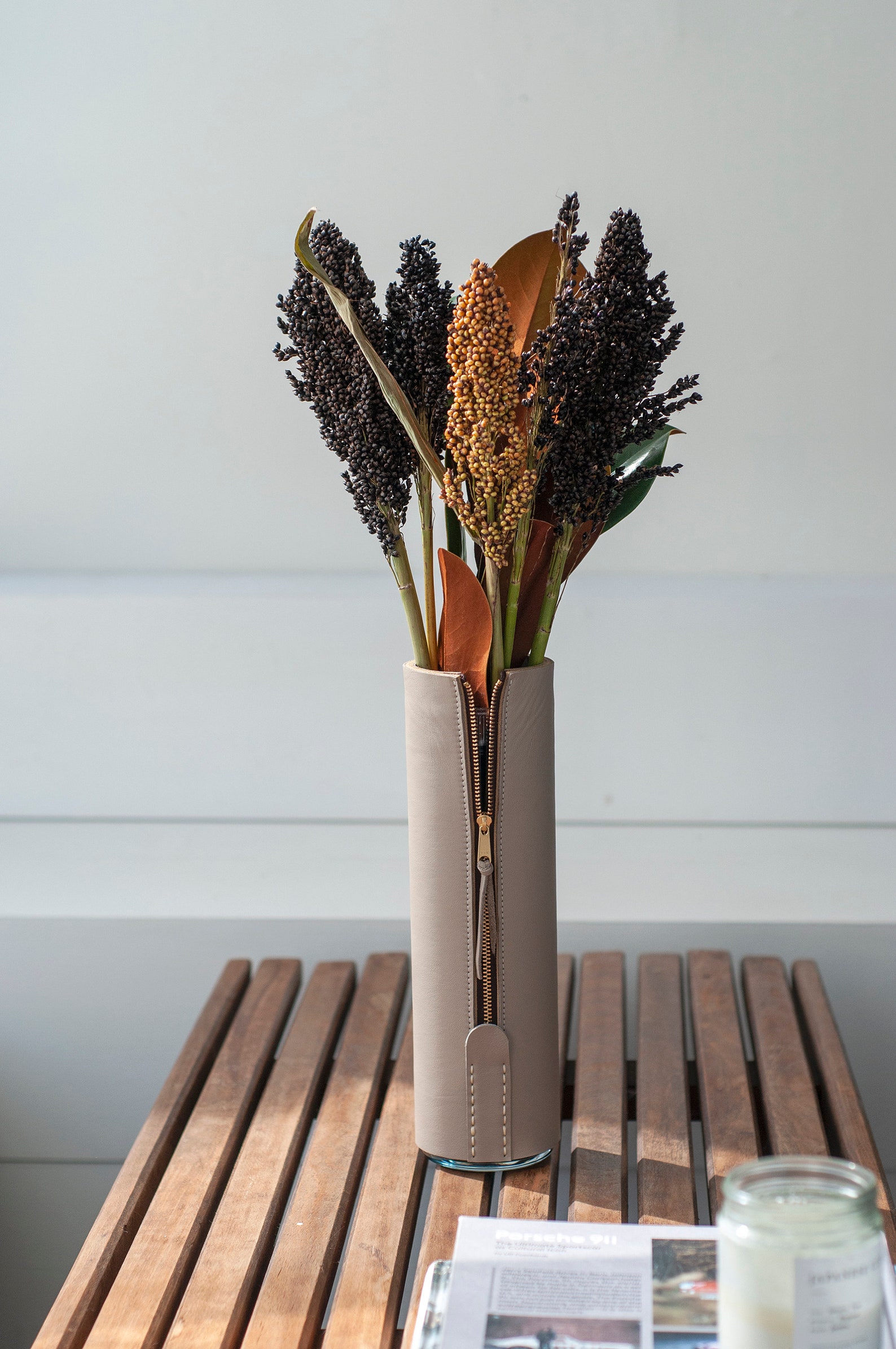 Leather Vase 3rd Year Anniversary Gift Zipper Leather - Etsy