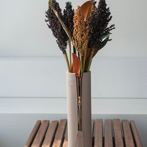 Leather Vase, 3rd Year Anniversary Gift, Zipper Leather Wrapped Vase ...