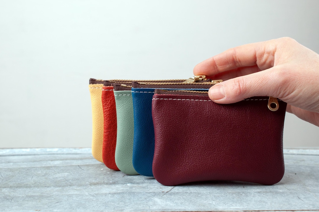 Handmade Mini Leather Coin Purse, Small Zipper Pouch Wallet - Etsy