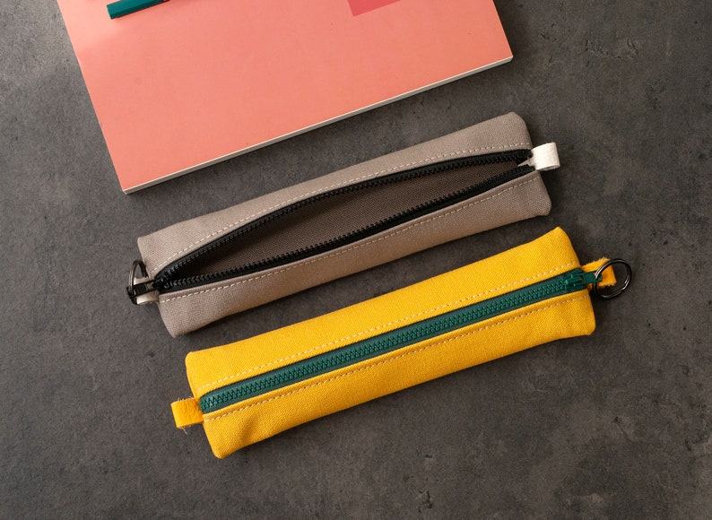 Slim Canvas Pencil Case Small Colored Pen Pouch Cotton - Etsy