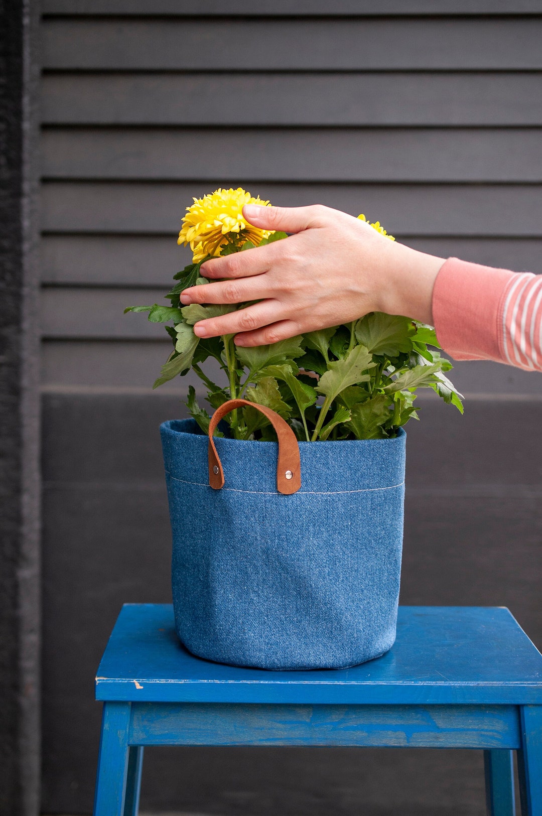 Denim Pot Cover , Wedding Event Decoration Cotton Denim Planter Cover ...