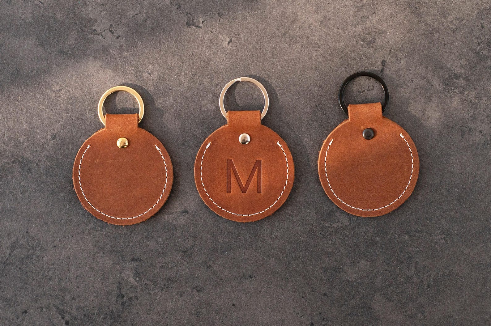 Personalized Leather Key Holder , Round Key Holder , Monogrammed ...