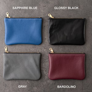 Leather Pouch , Small Zipper Coin Purse , Colored Small Leather Card ...