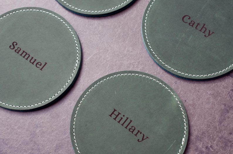 Custom Logo/artwork Leather Coaster , Bulk Order Laser Engraved Round ...