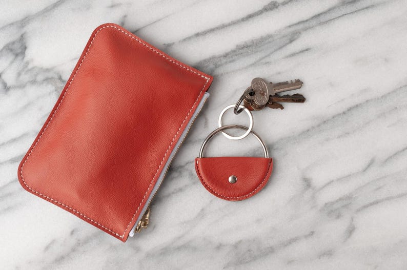 Colorful Leather Key Holder: Handmade Minimalist Key Fob - Etsy