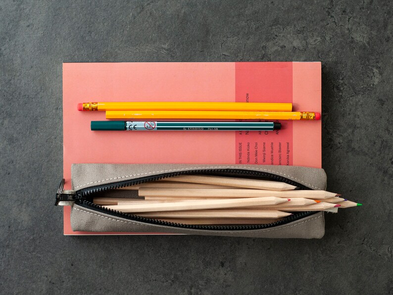 Slim Canvas Pencil Case Small Colored Pen Pouch Cotton - Etsy