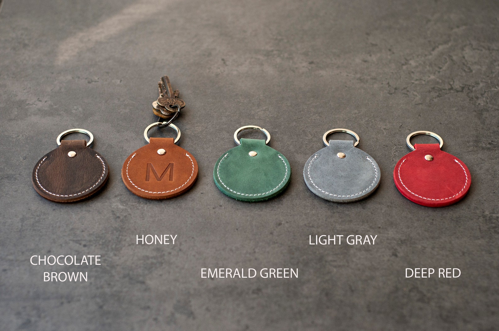 Personalized Leather Key Holder Round Key Holder - Etsy