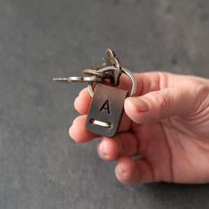 Tiny Personalized Leather Key Holders , Small Minimalist Key Ring , Key ...