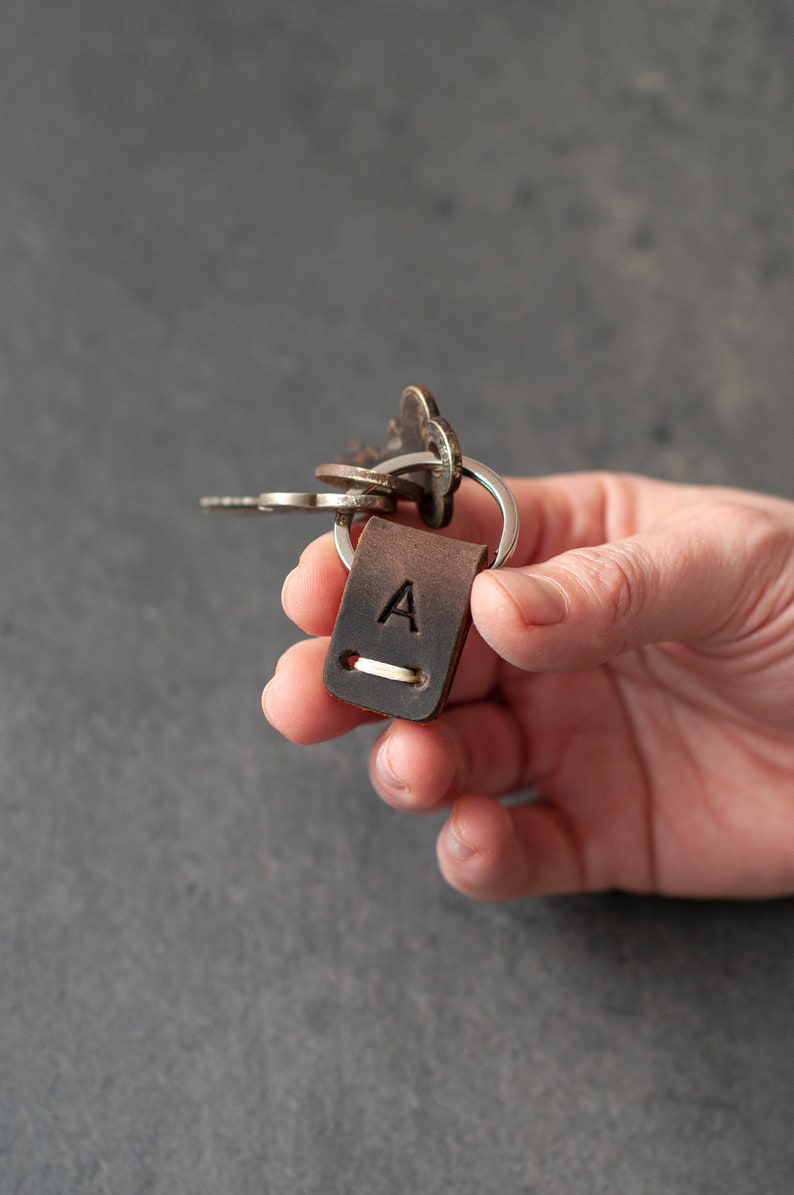Tiny Personalized Leather Key Holders Small Minimalist Key - Etsy