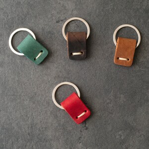Tiny Personalized Leather Key Holders , Small Minimalist Key Ring , Key ...