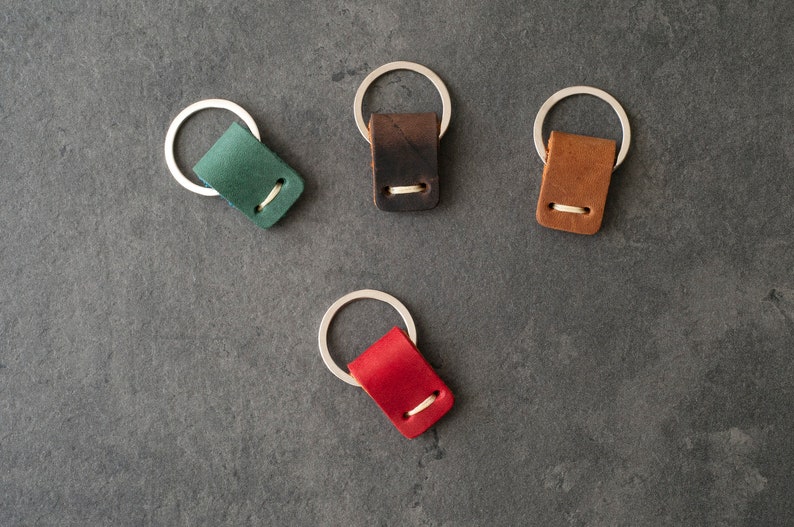 Tiny Personalized Leather Key Holders Small Minimalist Key - Etsy