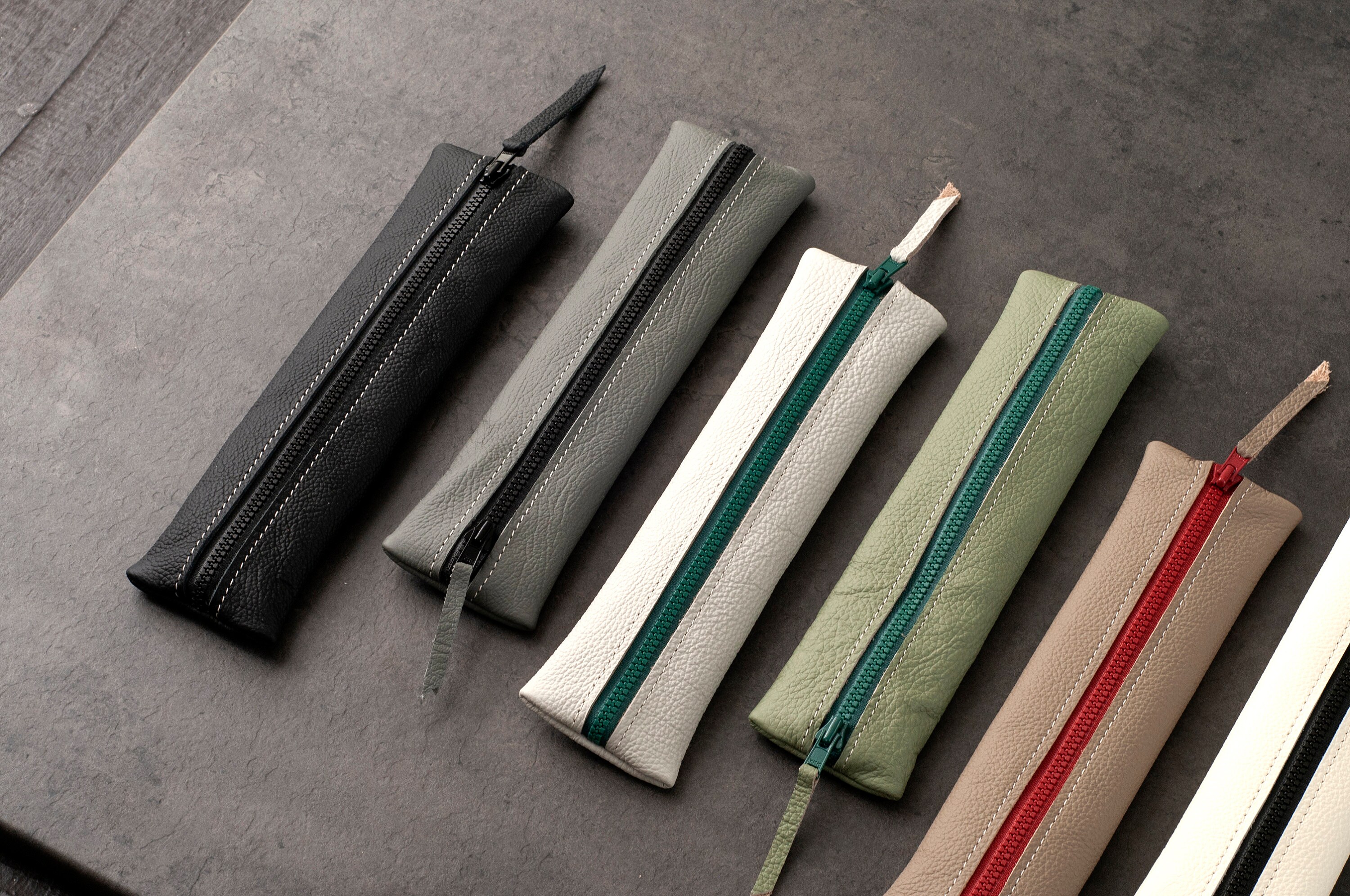 Slim Pencil Case Leather Personalized Small Pen Pouch - Etsy UK