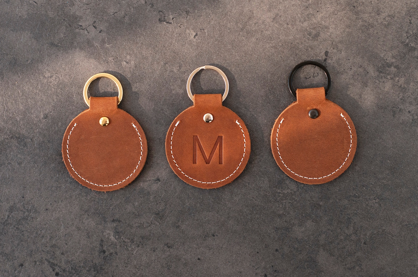 Personalized Leather Key Holder Round Key Holder - Etsy