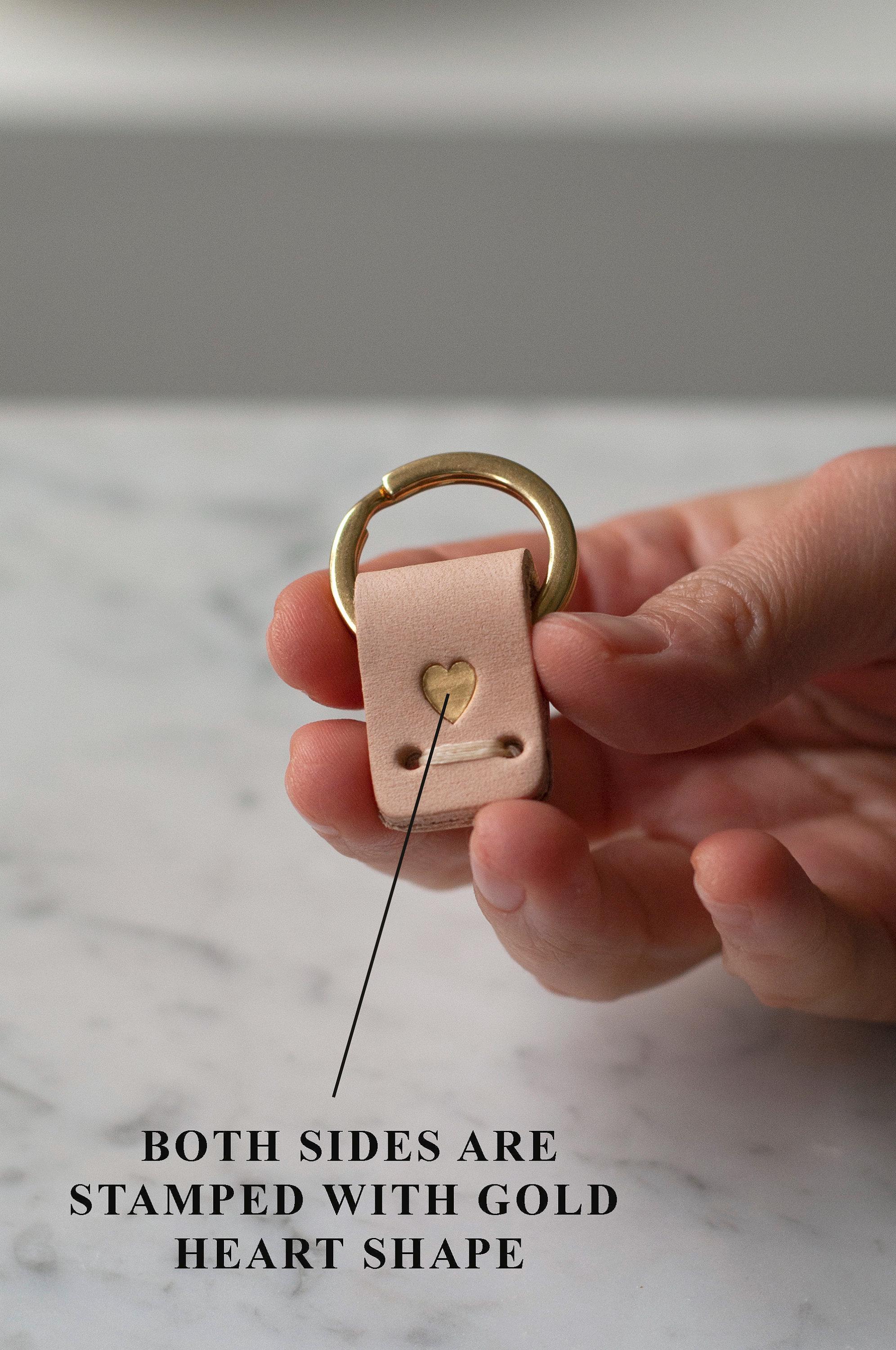 Tiny Leather Key Holder, Minimalist Gold Silver Black Heart , Hand ...