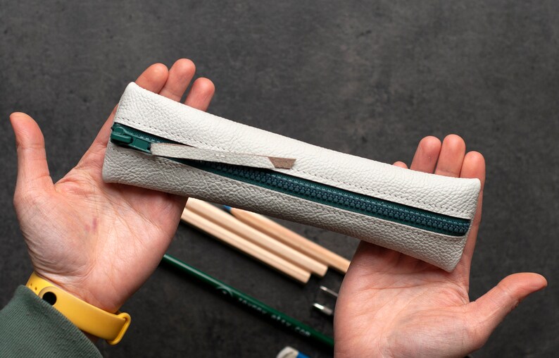 Slim Pencil Case Leather Personalized Small Pen Pouch - Etsy