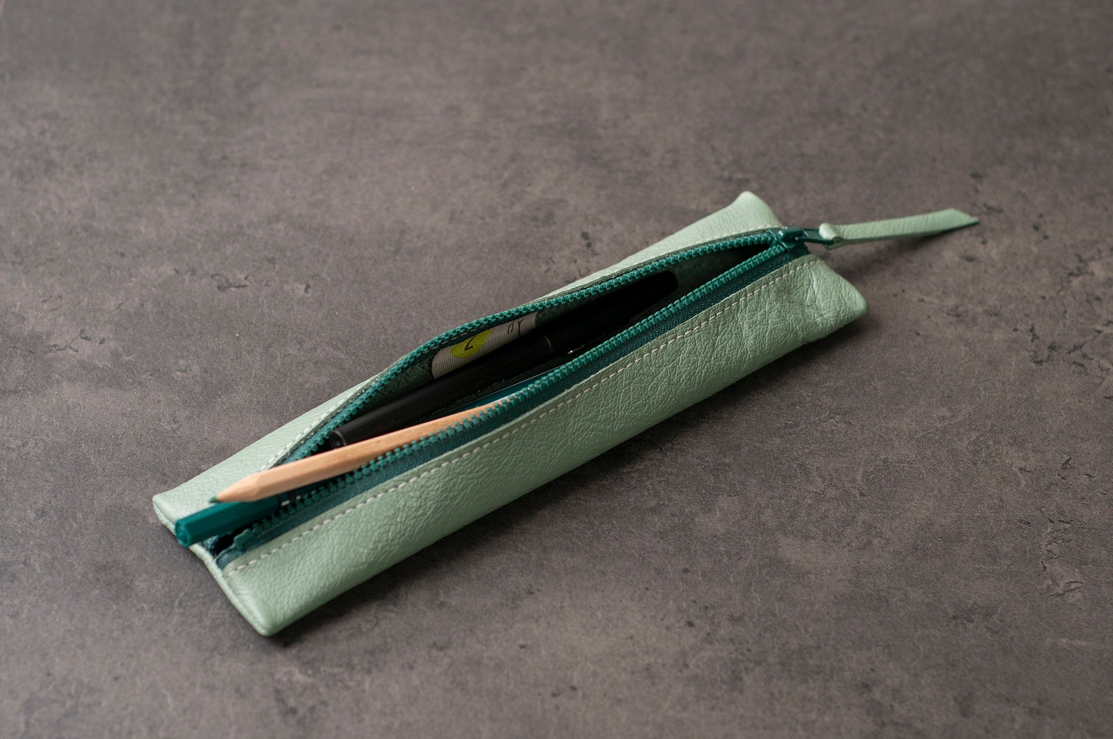 Slim Pencil Case Leather Personalized Small Pen Pouch - Etsy
