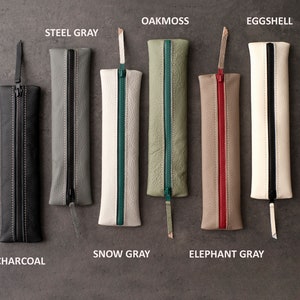 Slim Pencil Case Leather Personalized Small Pen Pouch - Etsy