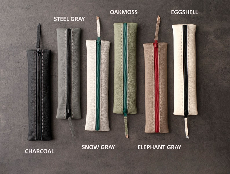 Slim Pencil Case Leather Personalized Small Pen Pouch - Etsy