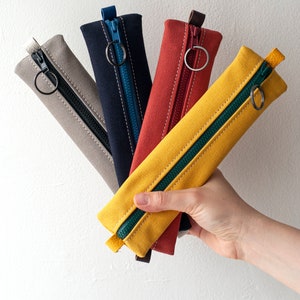 Slim Canvas Pencil Case Small Colored Pen Pouch Cotton - Etsy