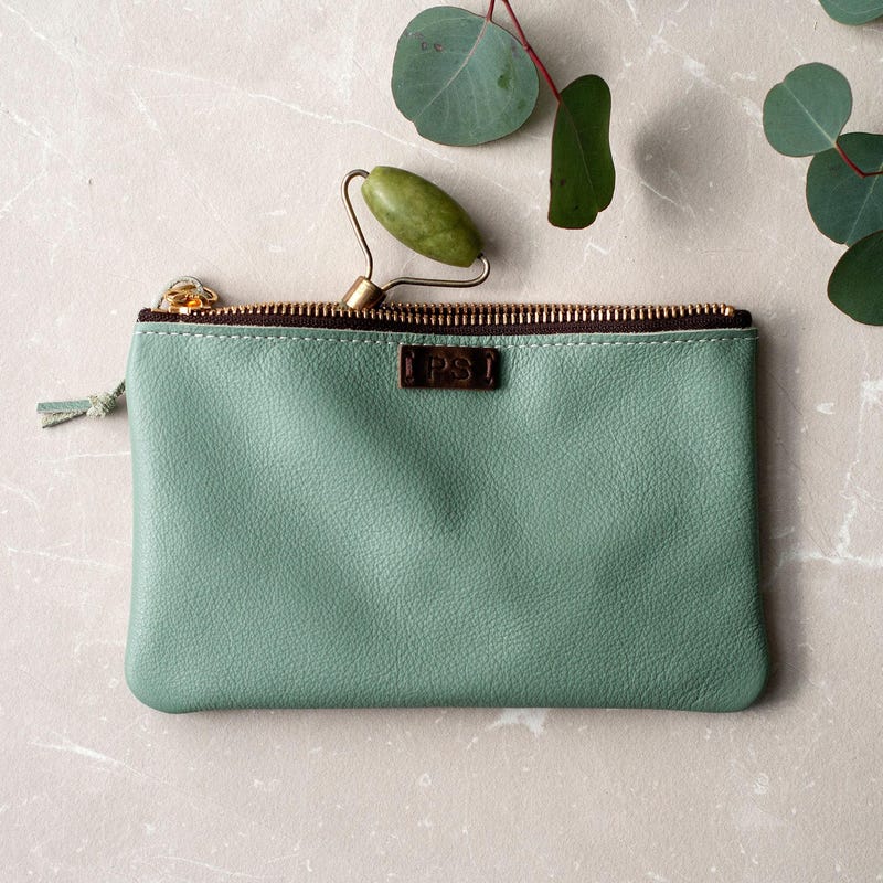 Leather Medium Zipper Pouch - Etsy