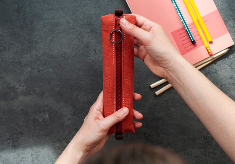 Slim Canvas Pencil Case Small Colored Pen Pouch Cotton - Etsy