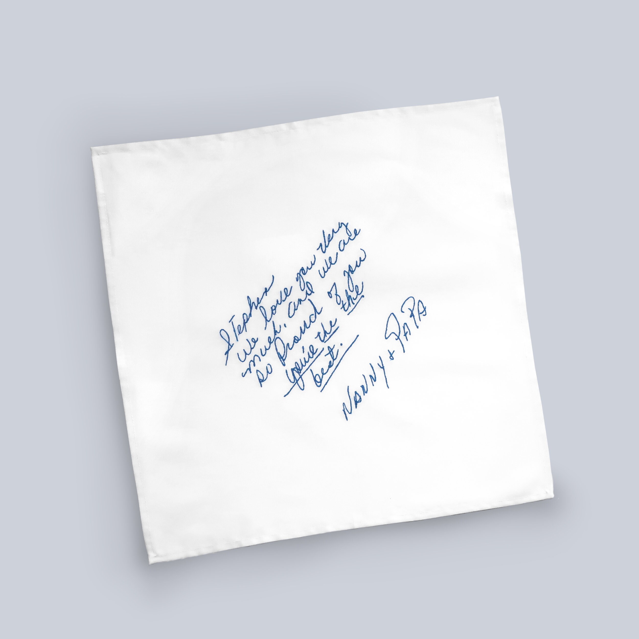 Actual Handwriting Embroidered Pocket Square. Personalized | Etsy UK
