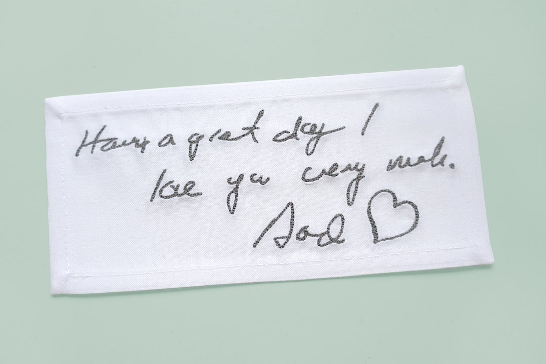 Custom Embroidered Quilt Labels With Your Handwriting. Personalised Sew ...