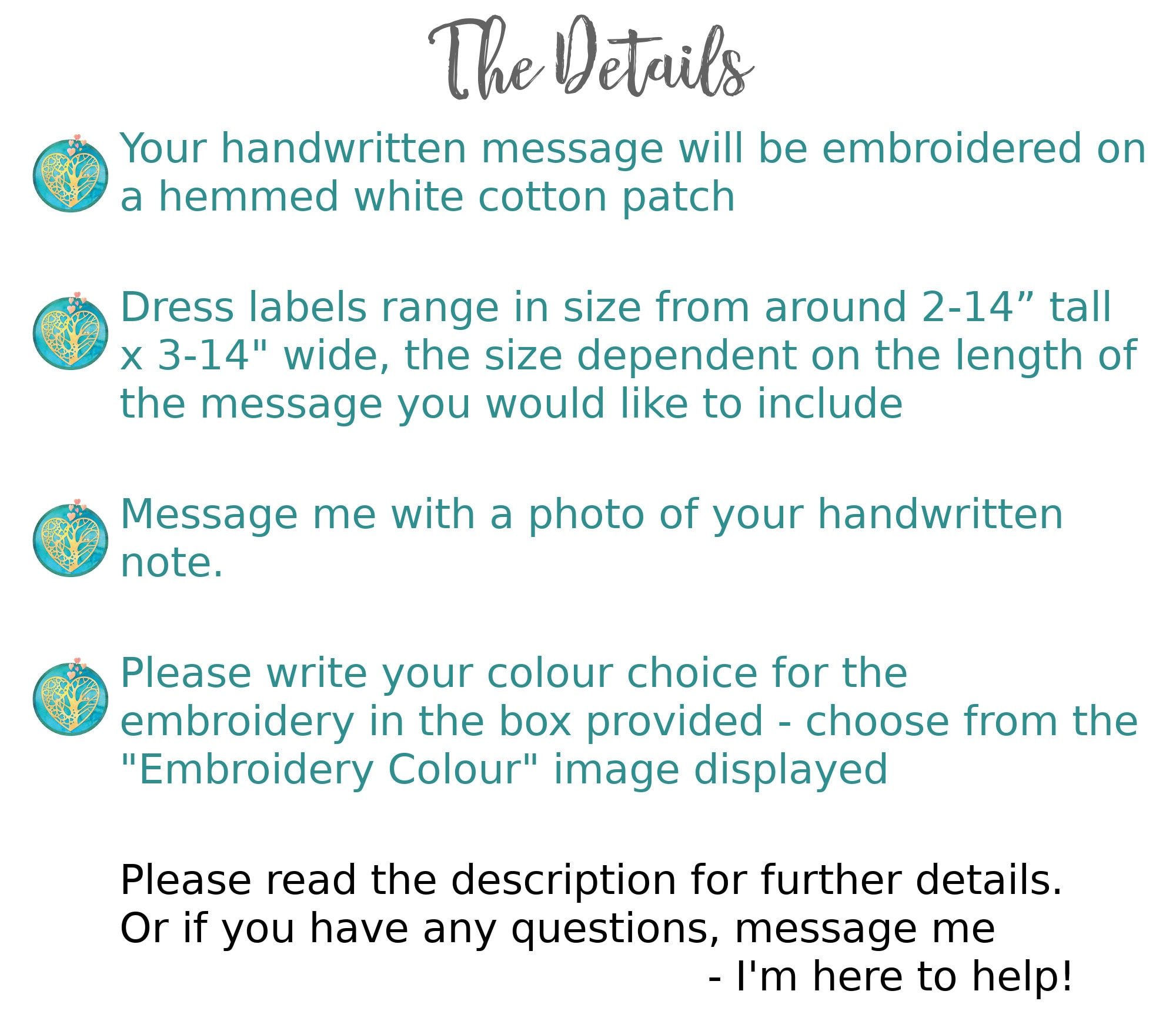 Custom Wedding Dress Label Embroidered With Your Handwriting. - Etsy