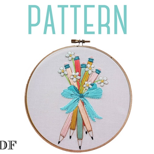 Bouquet of Sharpened Pencils Hand Embroidery Pattern Digital - Etsy