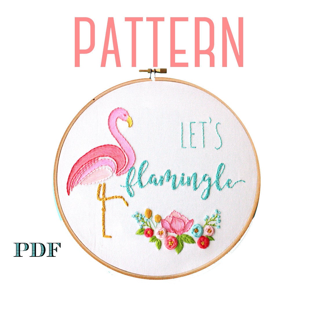 Flamingo Embroidery Patternlet's Flamingleflamingo | Etsy