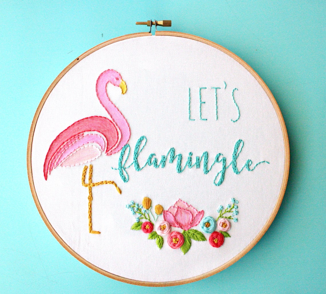 Flamingo Embroidery Patternlet's Flamingleflamingo | Etsy