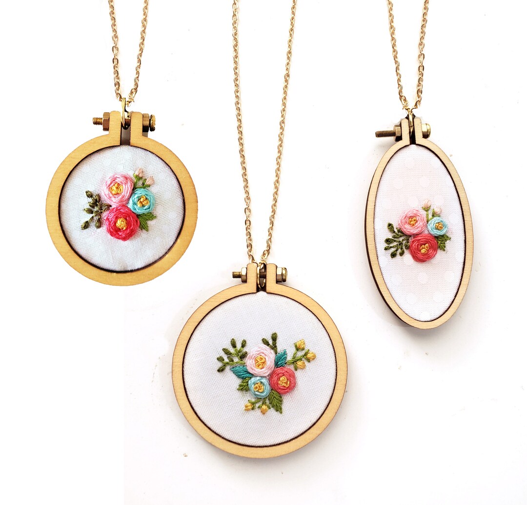 Floral Embroidery Necklace-3 Sizes!,handmade Necklace,flower Necklace ...