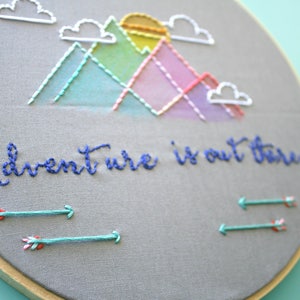 Embroidery Pattern>adventure is Out There>geometric Mountains>instant ...