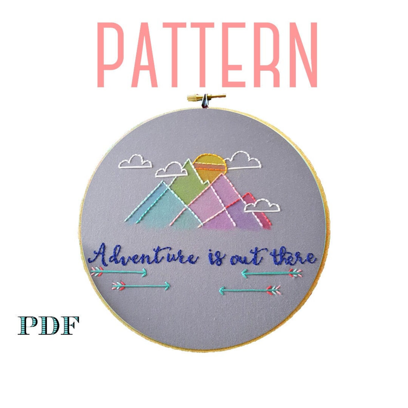 Embroidery Patternadventure is Out Theregeometric | Etsy